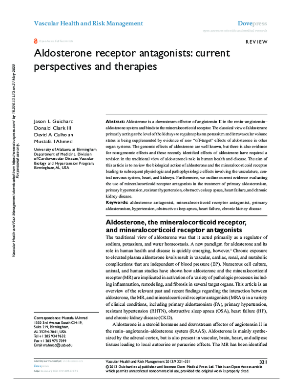 (PDF) Aldosterone receptor antagonists: current perspectives and therapies