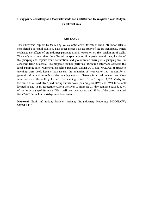 (PDF) Using particle tracking as a tool sustainable bank infiltration ...