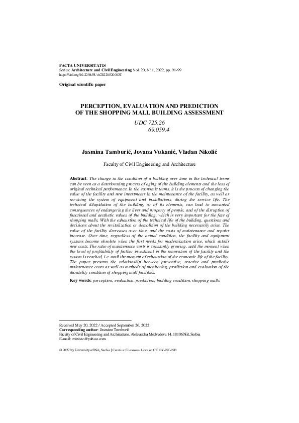 (PDF) Perception, evaluation and prediction of the shopping mall building assessment