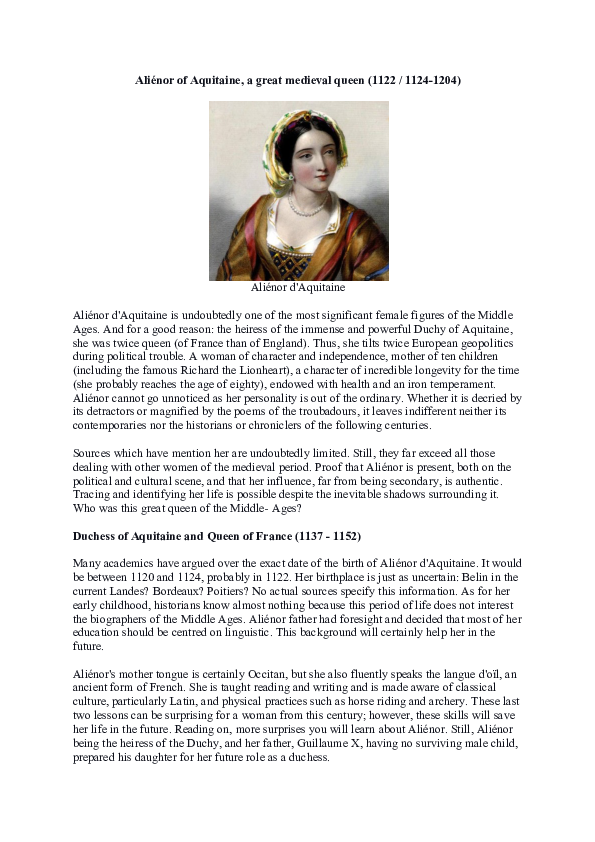 (PDF) Alienor of Aquitaine