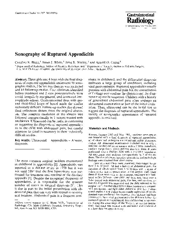 (PDF) Sonography of ruptured appendicitis