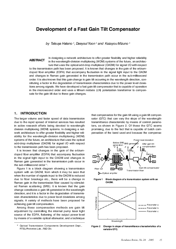(PDF) Development of a Fast Gain Tilt Compensator | Daeyoul Yoon ...