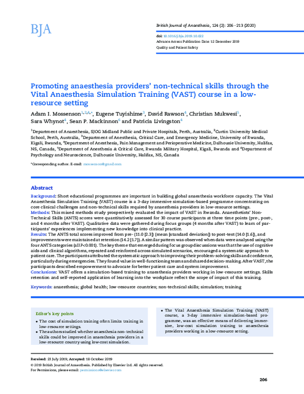 (PDF) Promoting anaesthesia providers' non-technical skills through the Vital Anaesthesia ...