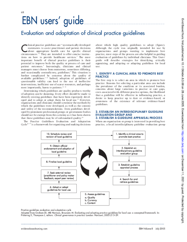 (PDF) Evaluation and adaptation of clinical practice guidelines (PDF) Evaluation and adaptation of clinical practice guidelines