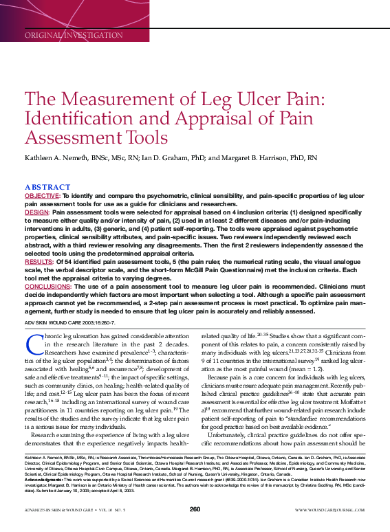 (PDF) The Measurement of Leg Ulcer Pain: Identification and Appraisal ...