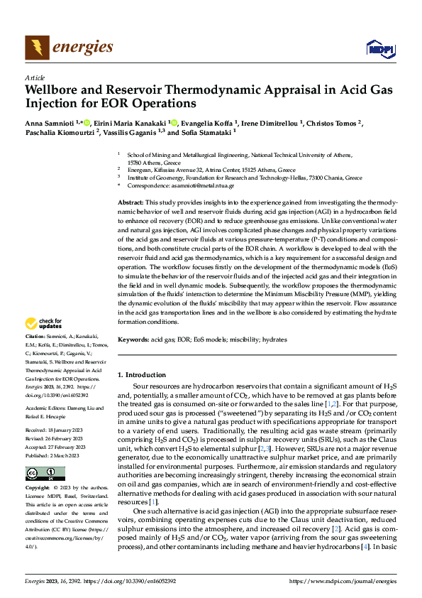(PDF) Wellbore and Reservoir Thermodynamic Appraisal in Acid Gas ...