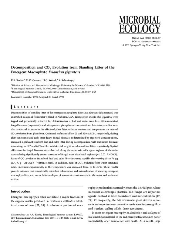 (PDF) Decomposition and CO 2 Evolution from Standing Litter of the ...