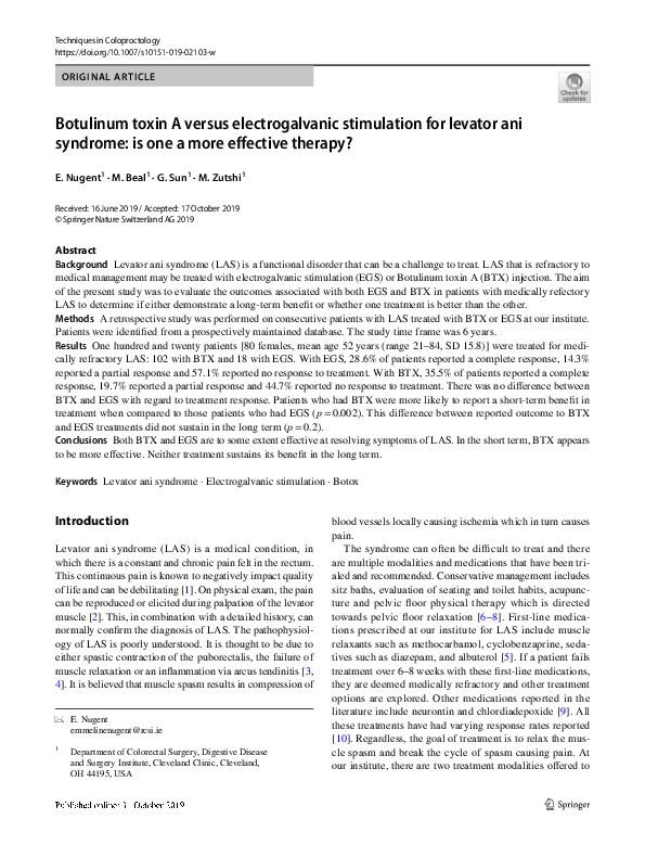 (PDF) Botulinum toxin A versus electrogalvanic stimulation for levator ...