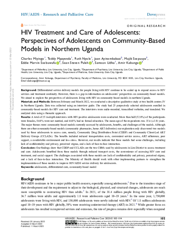 (PDF) HIV Treatment and Care of Adolescents: Perspectives of ...