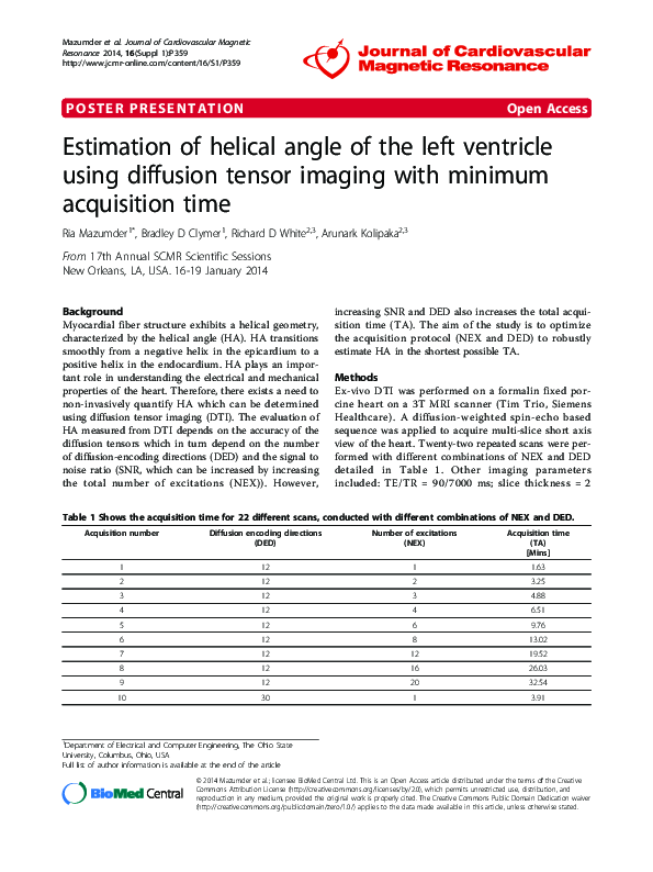 (PDF) Estimation of helical angle of the left ventricle using diffusion tensor imaging with ...