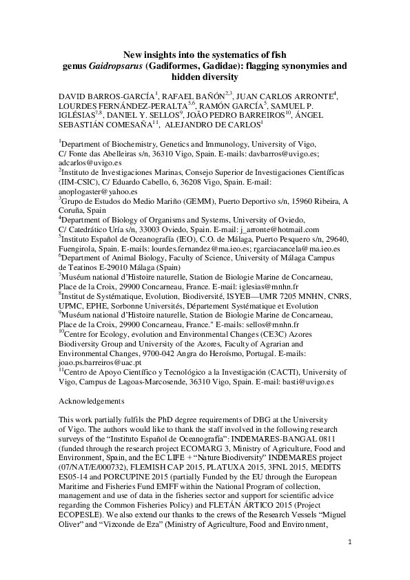 (PDF) New insights into the systematics of North Atlantic Gaidropsarus ...