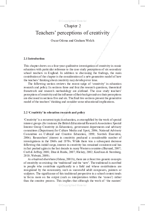 (PDF) Teachers’ perception of creativity in school | Giuseppe 'Joe ...