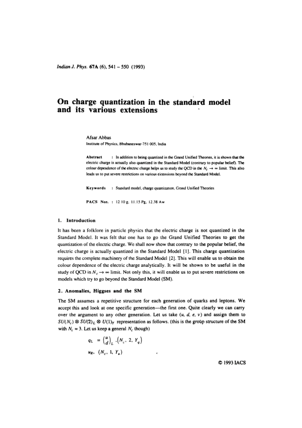 (PDF) On Charge Quantization in the Standard Model and its Various ...