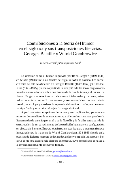 (PDF) Contribuciones a la teoría del humor en el siglo xx y sus ...