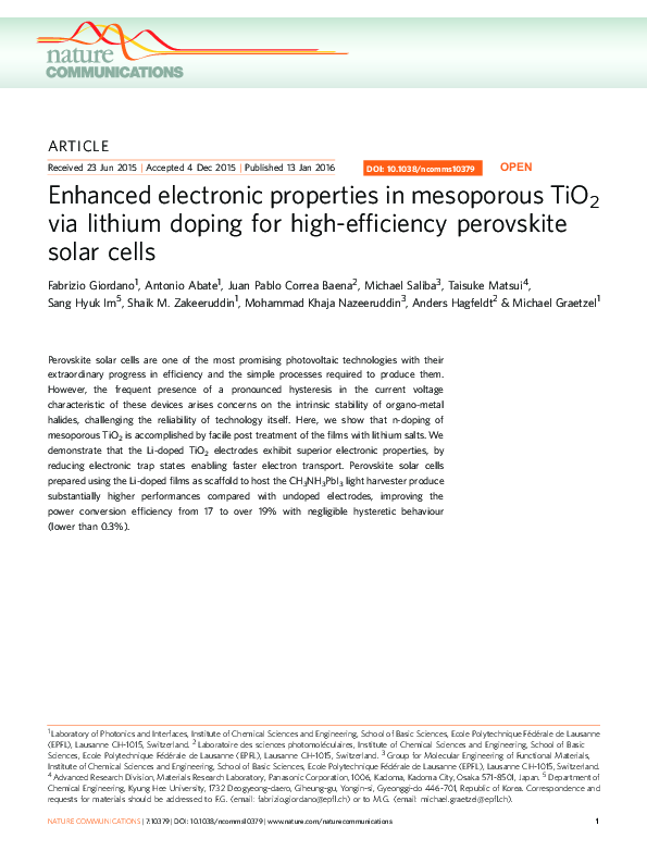 (PDF) Enhanced electronic properties in mesoporous TiO2 via lithium ...