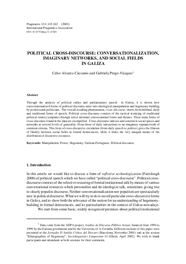 (PDF) Political cross-discourse