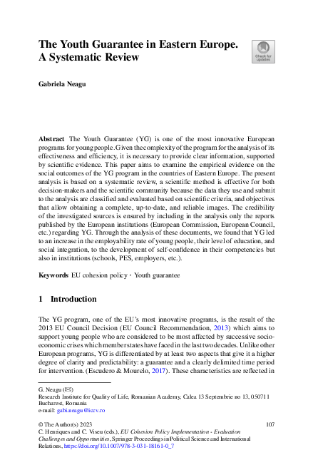(PDF) The Youth Guarantee in Eastern Europe. A Systematic Review