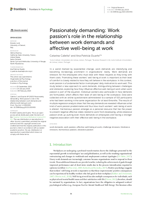 (PDF) Passionately demanding: Work passion’s role in the relationship ...