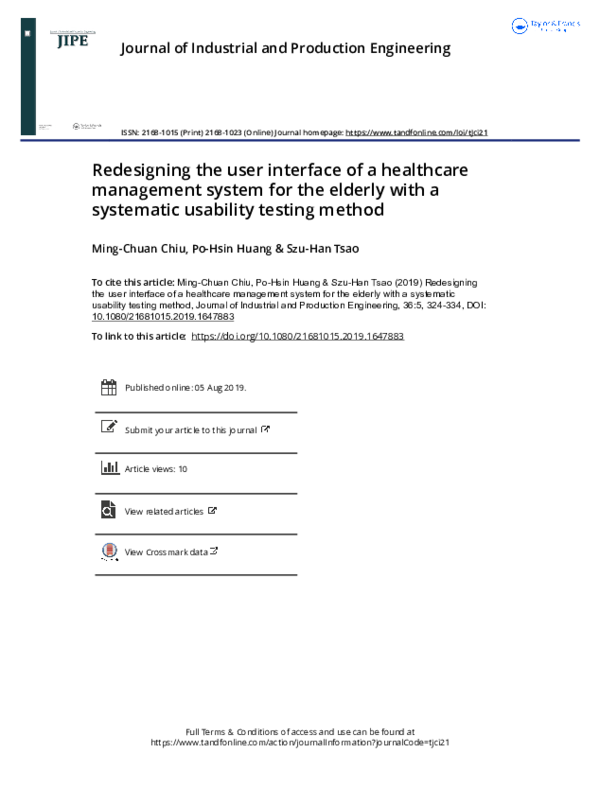 (PDF) Redesigning the user interface of a healthcare management system for the elderly with a ...