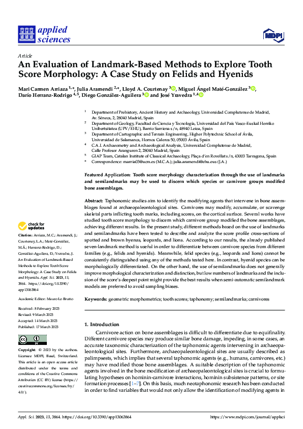 (PDF) An Evaluation of Landmark-Based Methods to Explore Tooth Score Morphology: A Case Study on ...