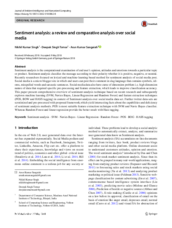 (PDF) Sentiment analysis: A review and comparative analysis of web services | Enrique Herrera ...