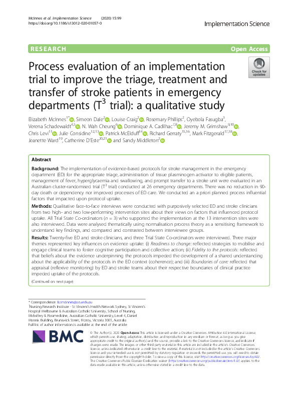 (PDF) Process evaluation of an implementation trial to improve the ...