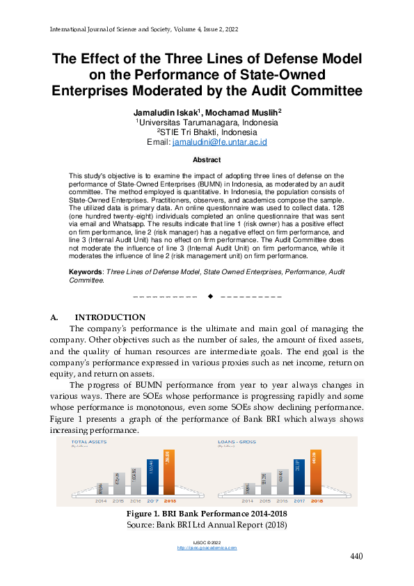 (PDF) The Effect of the Three Lines of Defense Model on the Performance ...
