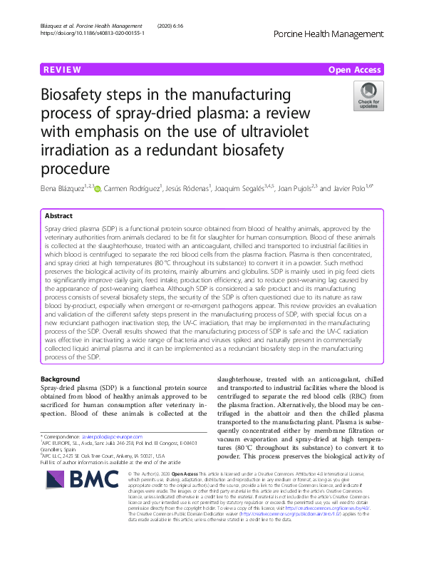 (PDF) Biosafety steps in the manufacturing process of spray-dried ...