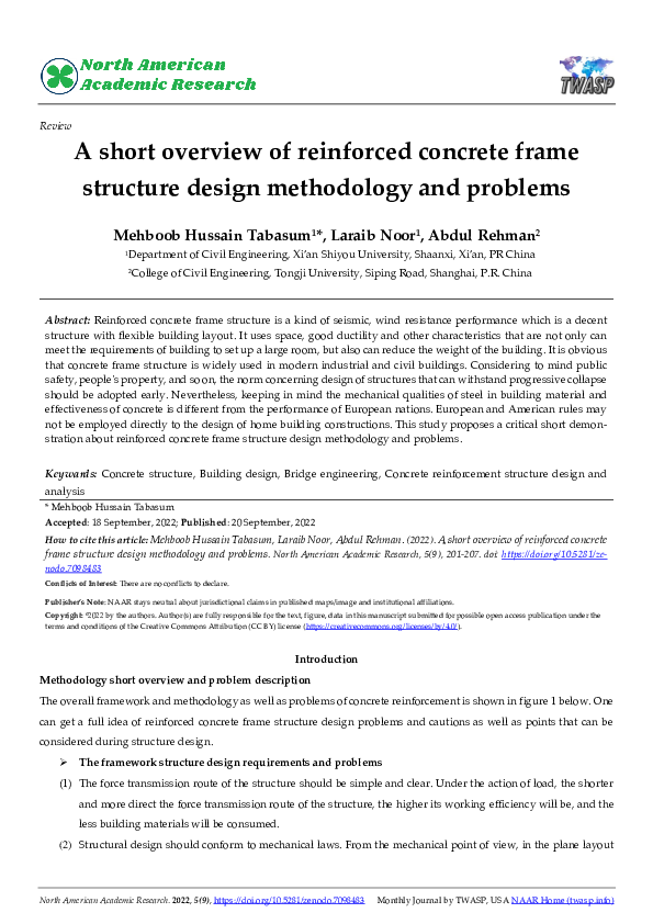 (PDF) A short overview of reinforced concrete frame structure design ...