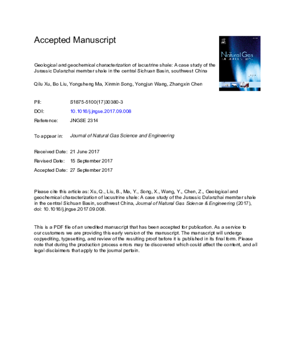 (PDF) Geological and geochemical characterization of the Lower ...