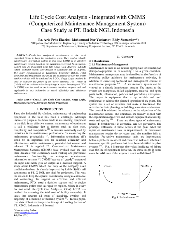 (PDF) Life Cycle Cost Analysis-Integrated with CMMS ( Computerized Maintenance Management System ...