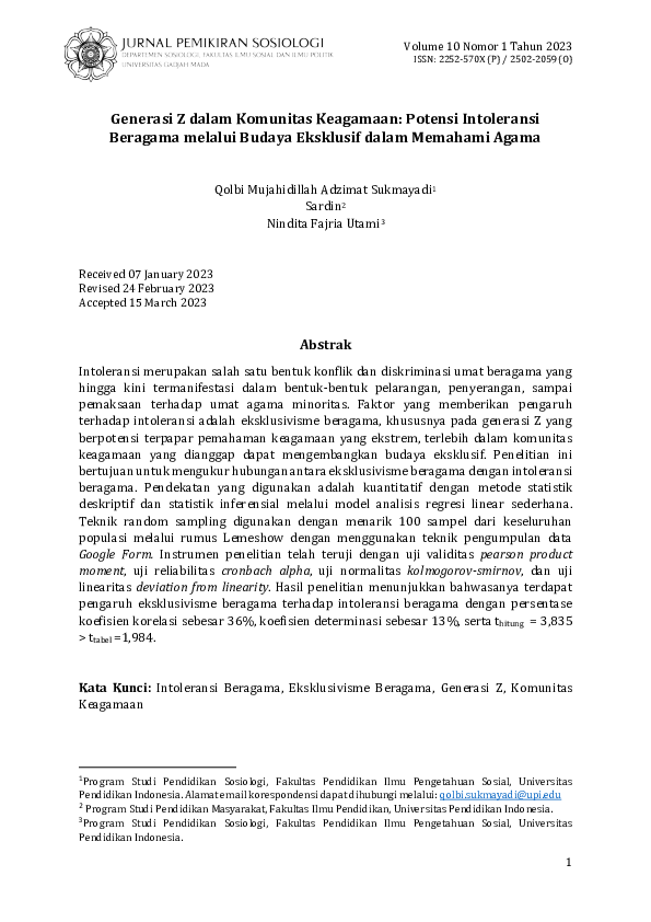 (PDF) Generasi Z dalam Komunitas Keagamaan: Potensi Intoleransi ...