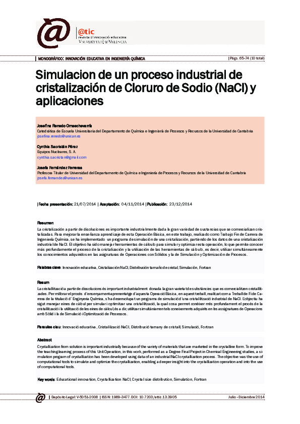 (PDF) Simulation of an industrial sodium chloride (NaCl ...