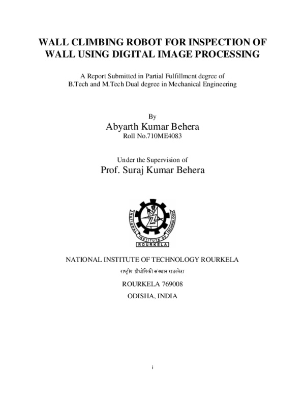 (PDF) Wall Climbing Robot for Inspection of Wall Using Digital Image ...