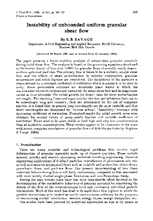 (PDF) Stability Analysis of Granular Shear Flow Dynamics