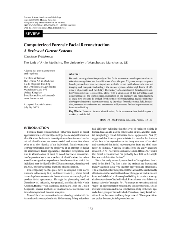 (PDF) Computerized Forensic Facial Reconstruction: A Review of Current ...