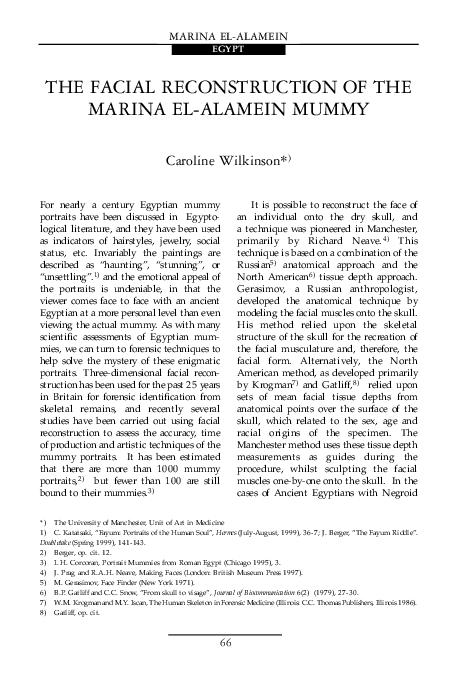 (PDF) The facial Reconstruction of the Marina el-Alamein mummy
