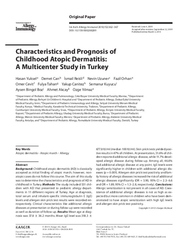 (PDF) Characteristics and Prognosis of Childhood Atopic Dermatitis: A ...