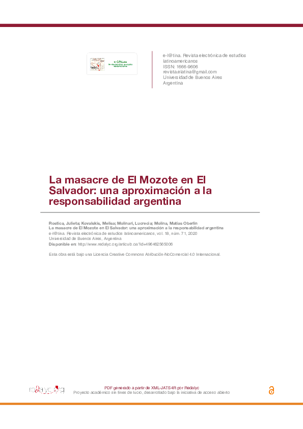(PDF) La masacre de El Mozote en El Salvador: una aproximación a la ...