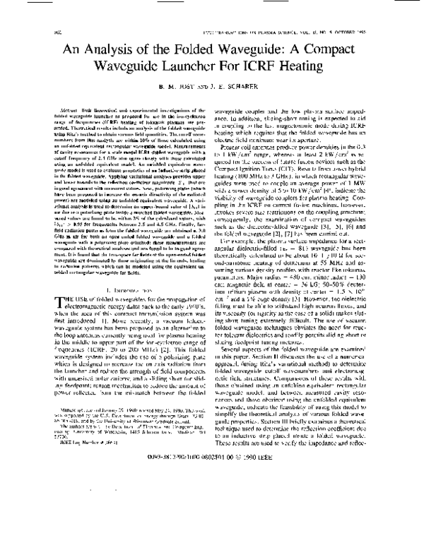 (PDF) An analysis of the folded waveguide: a compact waveguide launcher for ICRF heating | John ...