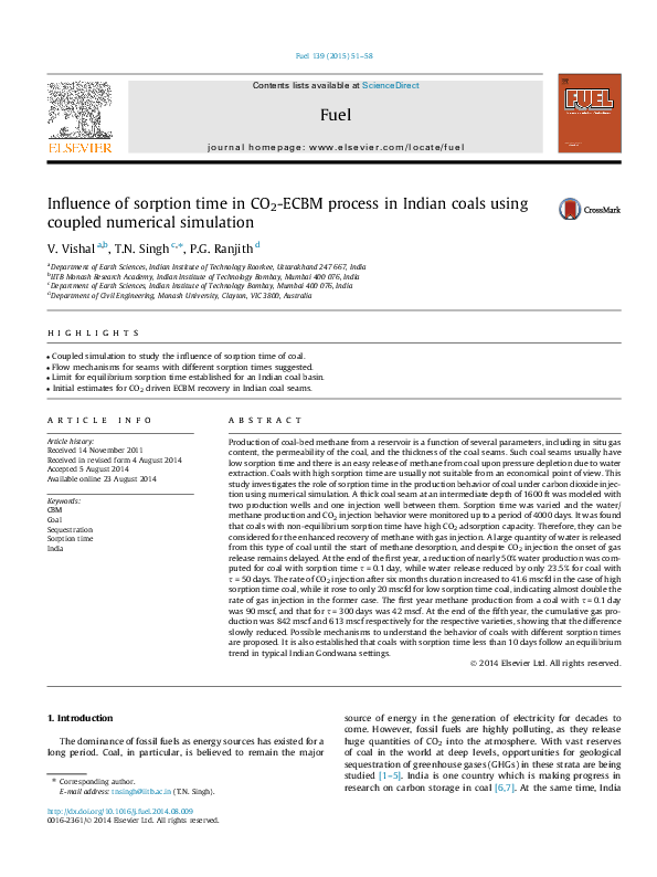 (PDF) Influence of sorption time in CO 2 -ECBM process in Indian coals ...