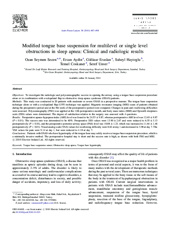 (PDF) Modified tongue base suspension for multilevel or single level ...