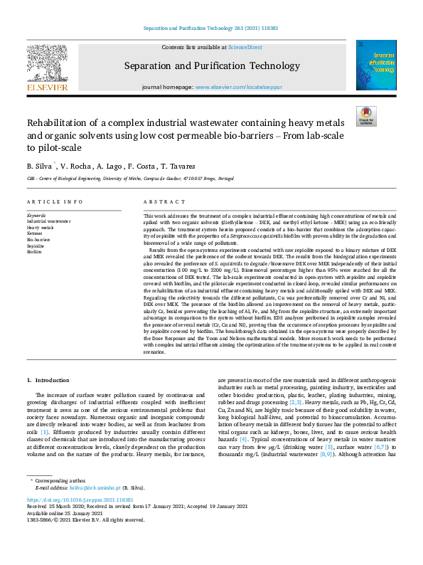 (PDF) Bio-barrier Treatment of Complex Industrial Waste