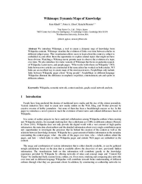 (PDF) Wikimaps: dynamic maps of knowledge