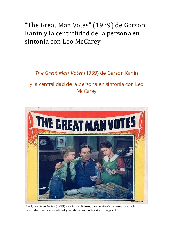 (PDF) "The Great Man Votes" (1939) de Garson Kanin y la centralidad de ...