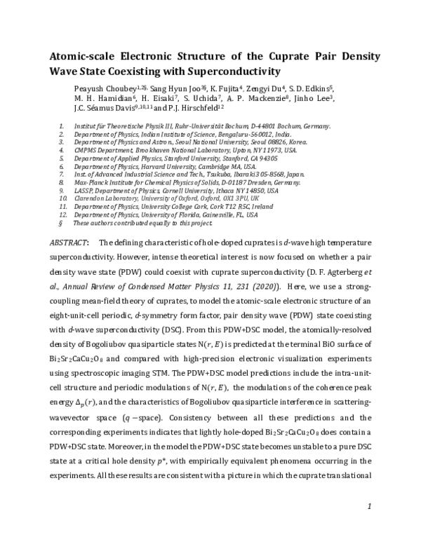 (PDF) Atomic-scale structure of cuprate PDW and superconductivity