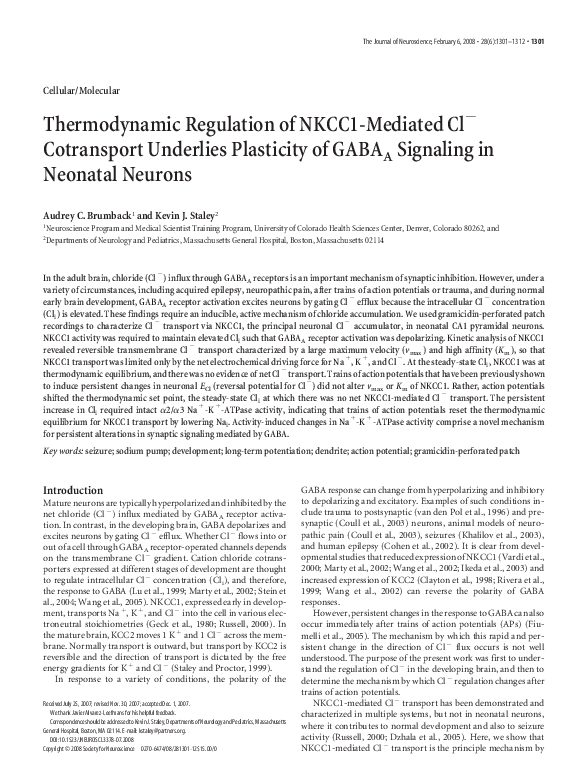 (PDF) Thermodynamic Regulation of NKCC1-Mediated Cl−Cotransport ...
