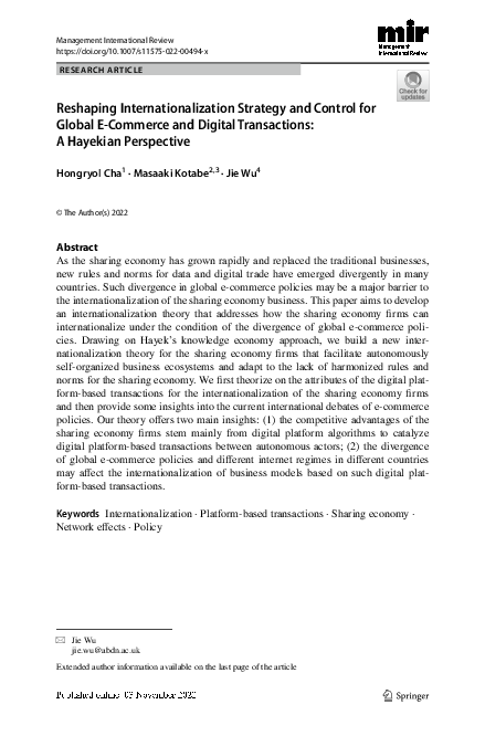 (PDF) Reshaping Internationalization Strategy and Control for Global E-Commerce and Digital ...