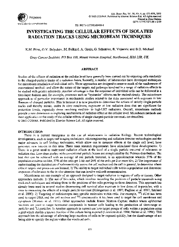 (PDF) Investigating the cellular effects of isolated radiation tracks ...