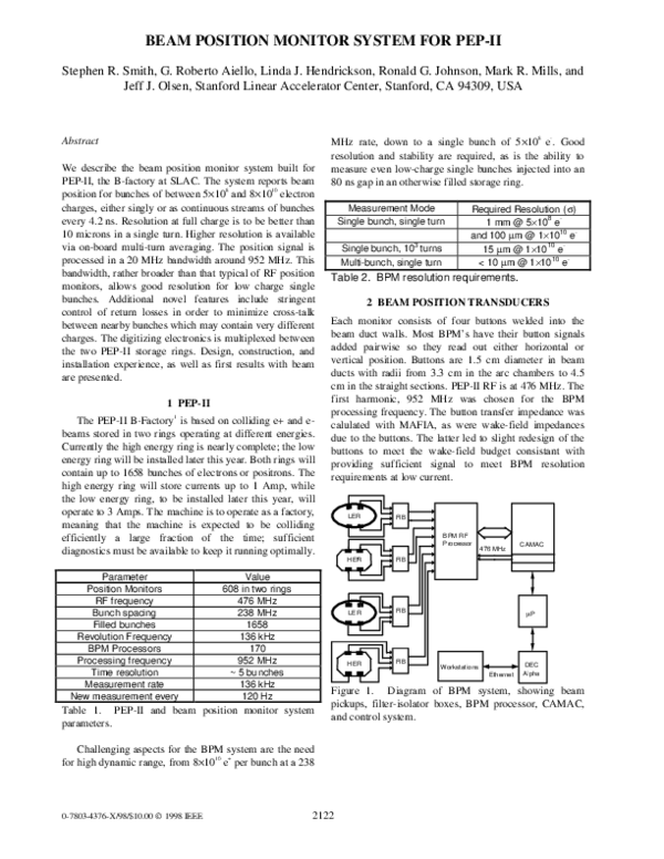 (PDF) Beam position monitor system for PEP-II